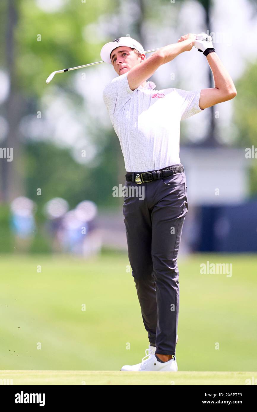 David Puig of Spain in action during a practice round prior to the 2024 ...