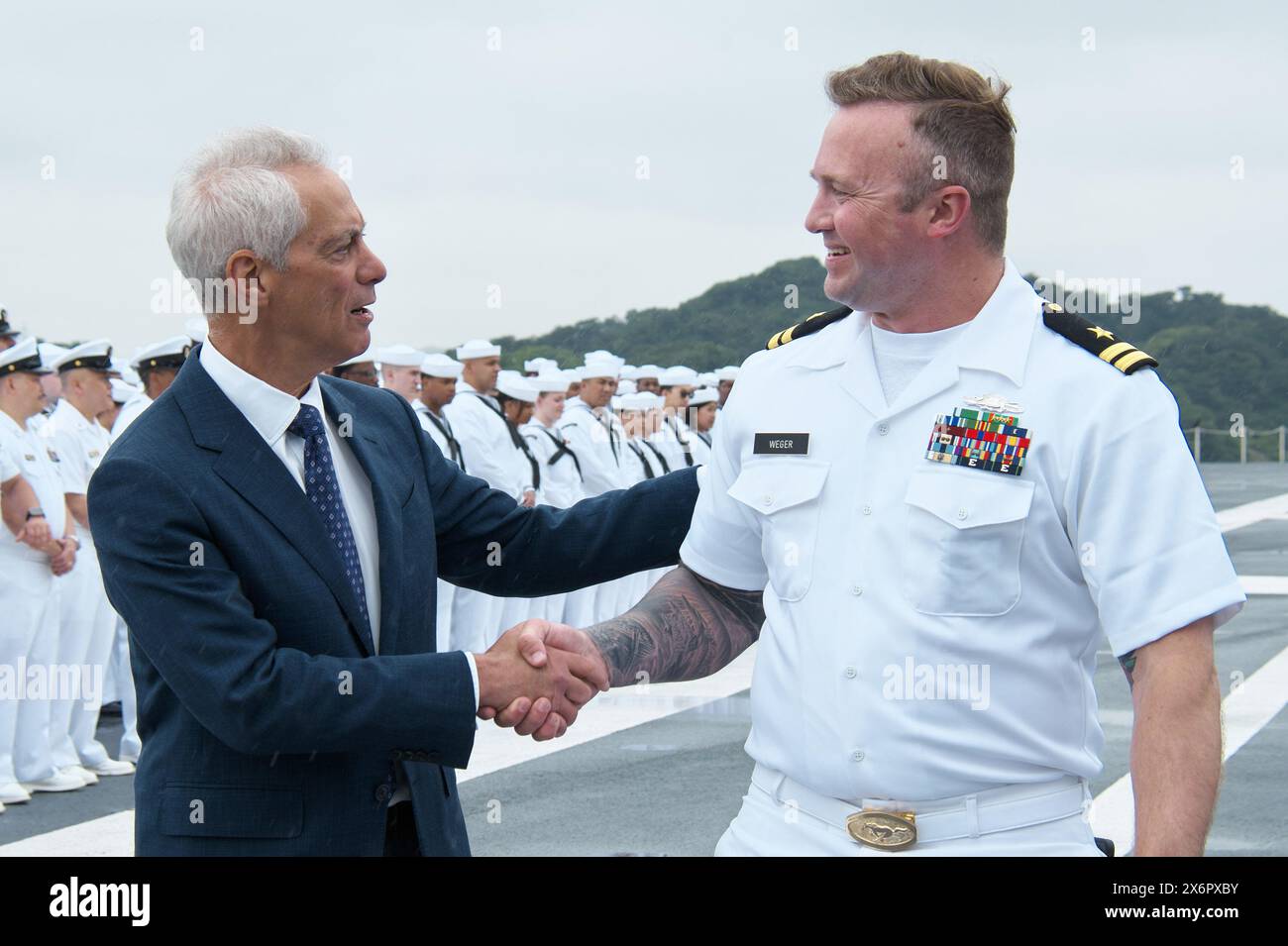 Yokosuka, Japan. 16th May, 2024. U.S. Ambassador to Japan Rahm Emanuel ...