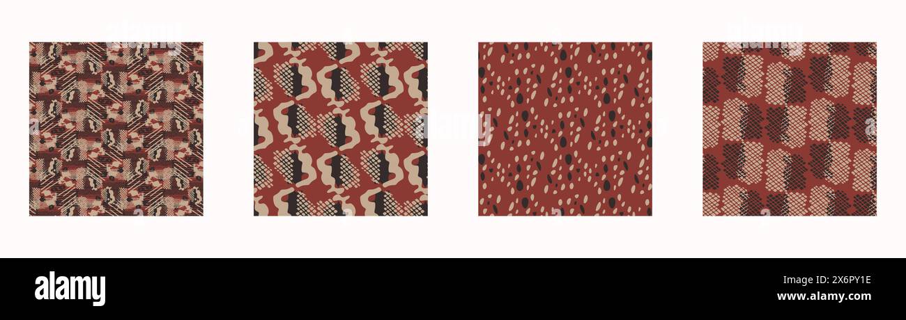 Tribal ethnic camouflage abstract pattern set design in fall color ...
