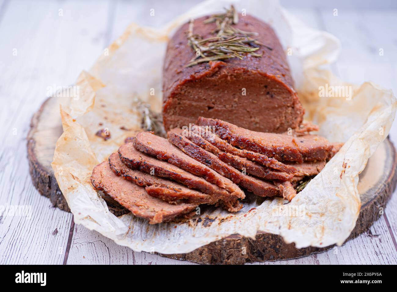 Vegan seitan made out of vital wheat gluten and chikpeas as meat ...