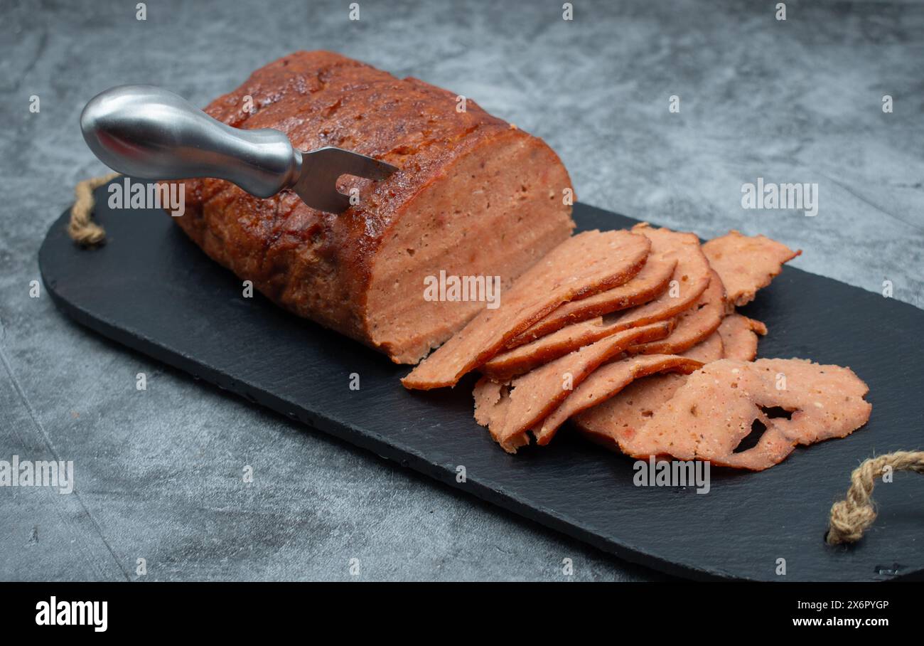 Vegan meat alternative- seitan made with gluten and tofu, seasoned with ...