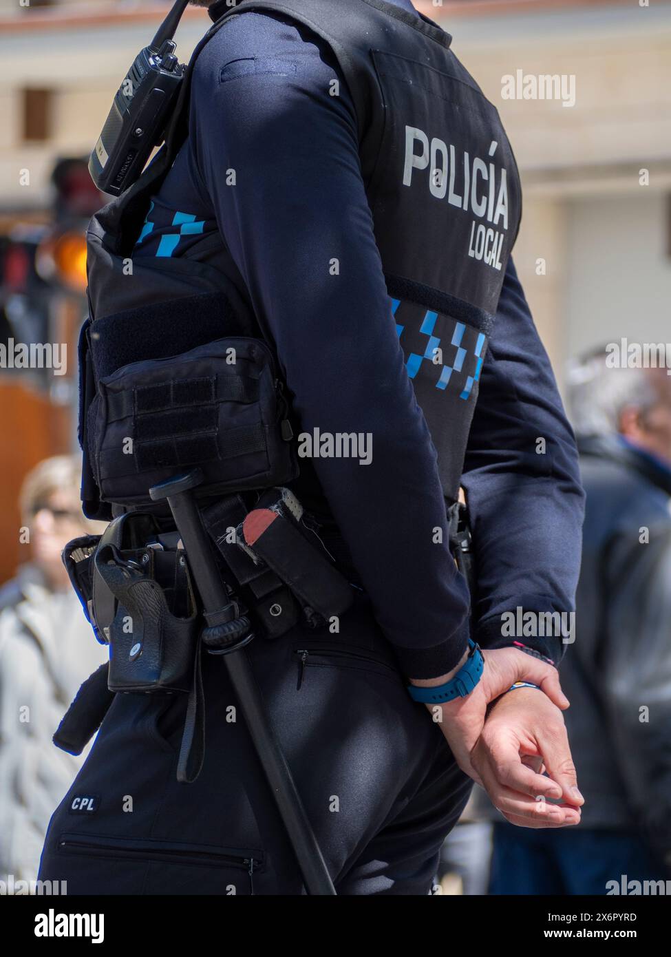 Formation of Spanish police squads with the emblem of the "Local Police ...