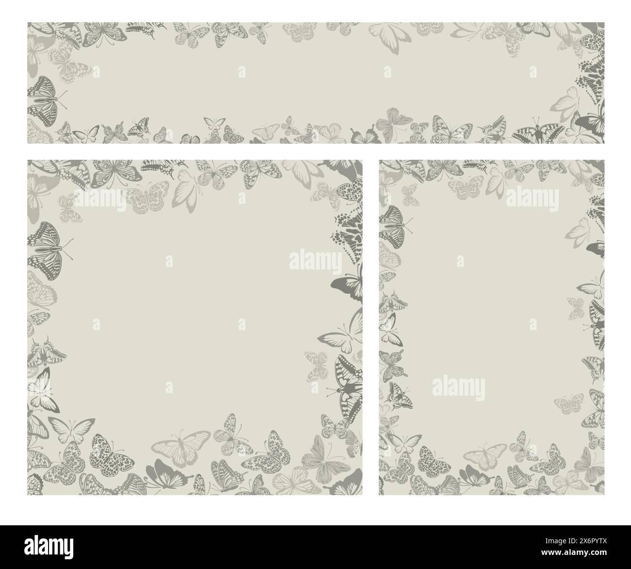 Set of beautiful vintage frames with butterflies. hand drawing. Not AI ...