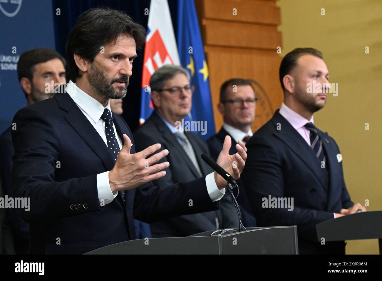 Slovak Defence Minister Robert Kalinak, left, and Interior Minister ...