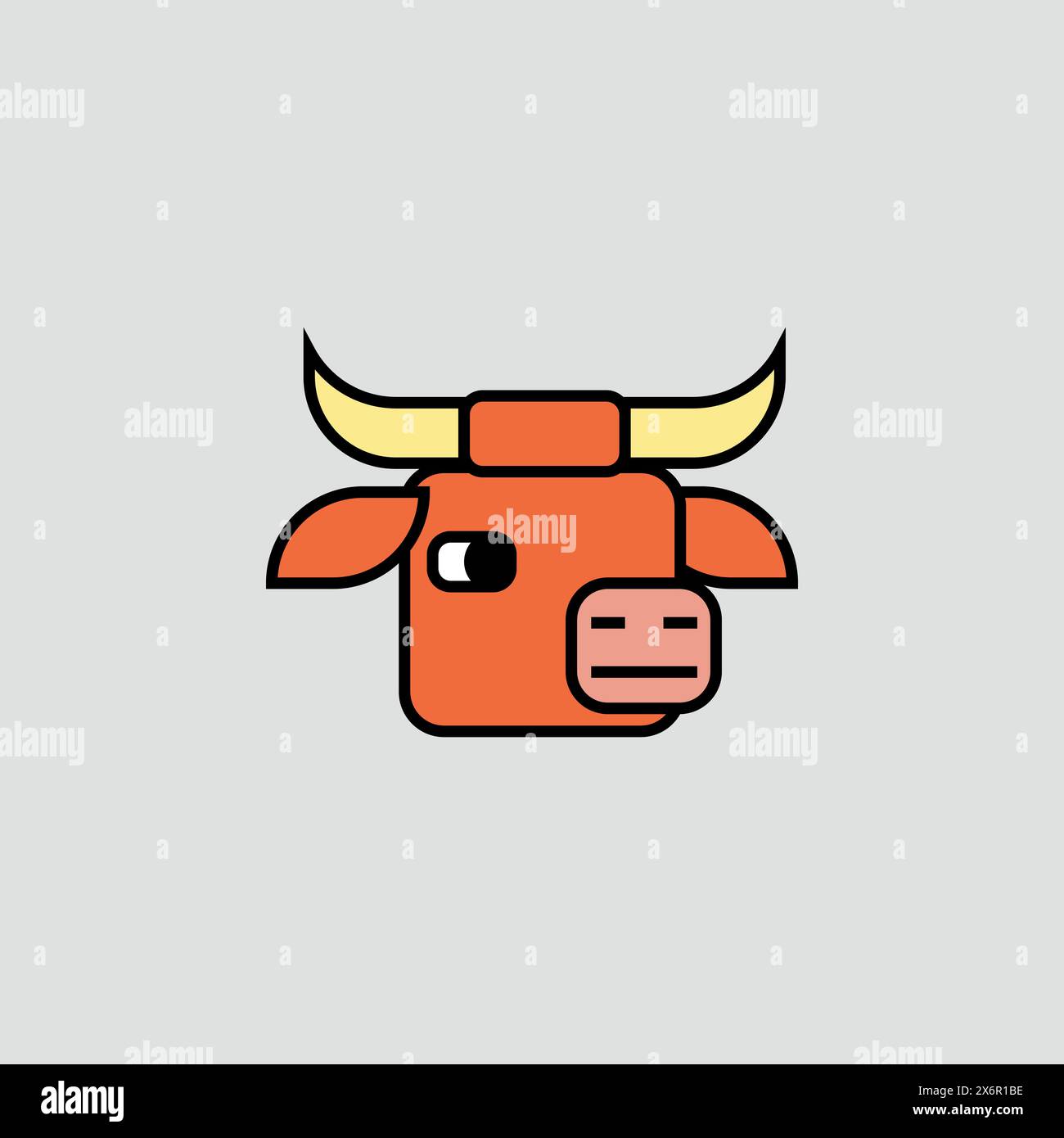 Vintage Cow Head. Cartoon Style. Vector Stock Vector Image & Art - Alamy