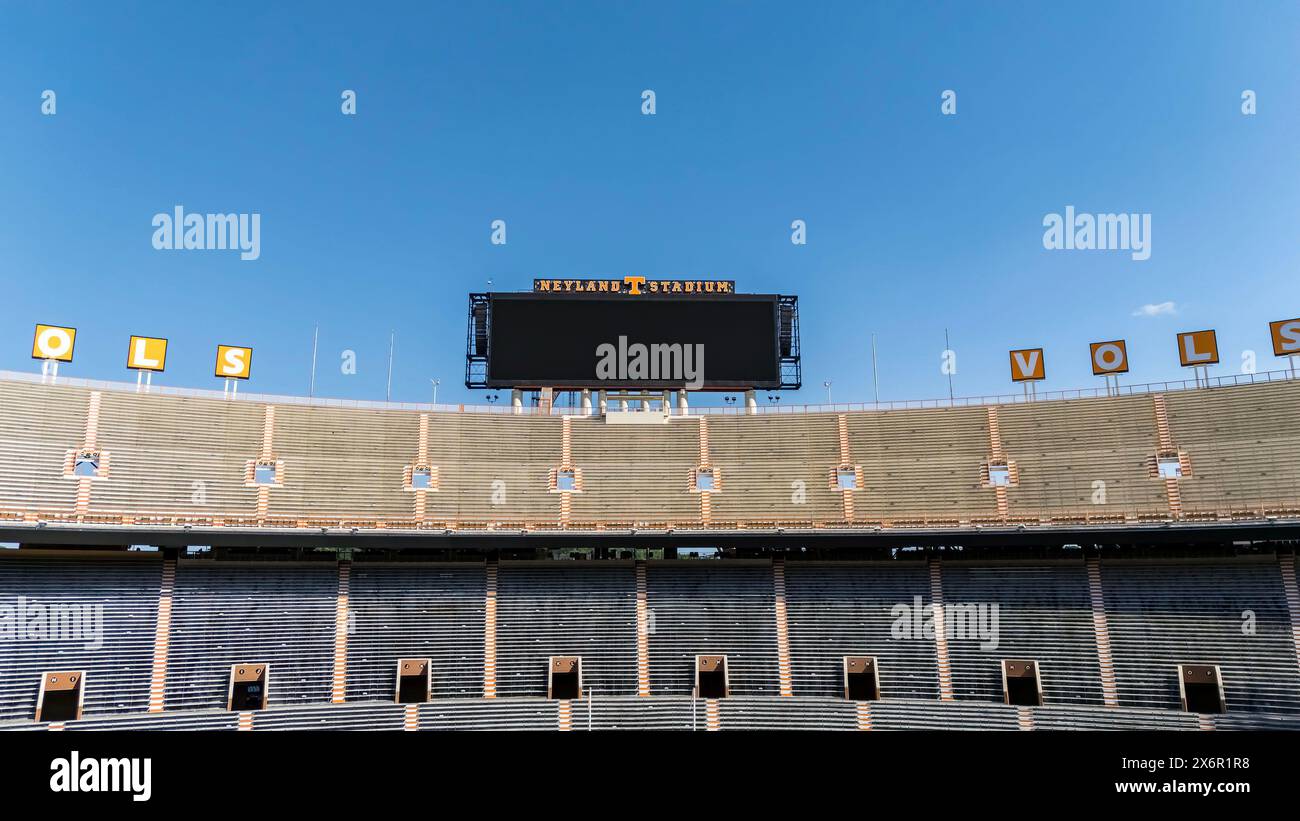 An aerial view of Neyland Stadium reveals a massive, iconic structure ...