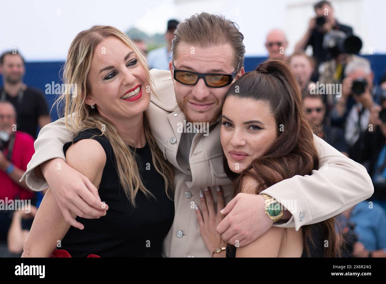 Cannes, France. 16th May, 2024. Agathe Riedinger, Idir Azougli and ...