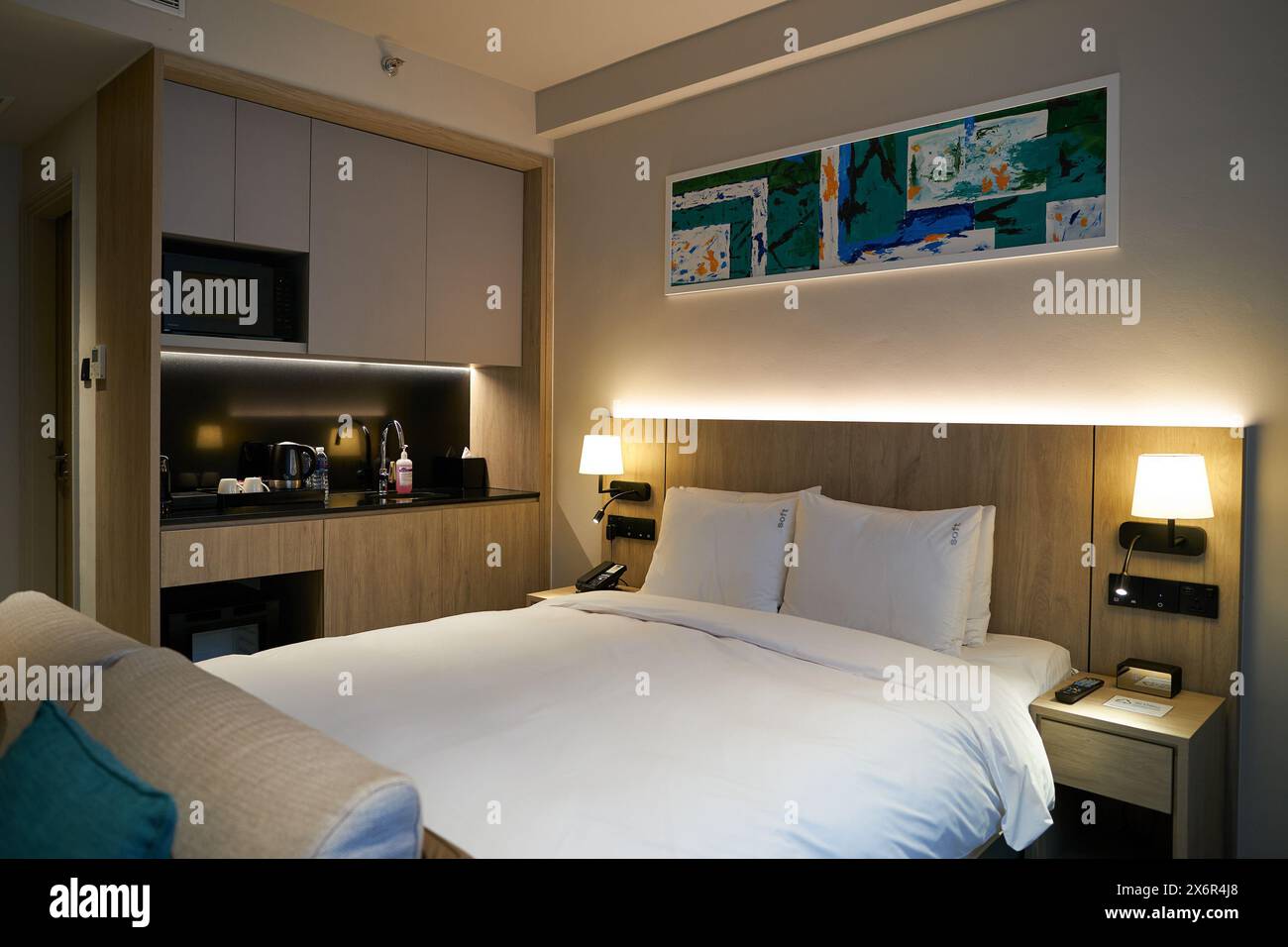 SINGAPORE - NOVEMBER 05, 2023: interior shot of a room with one double ...