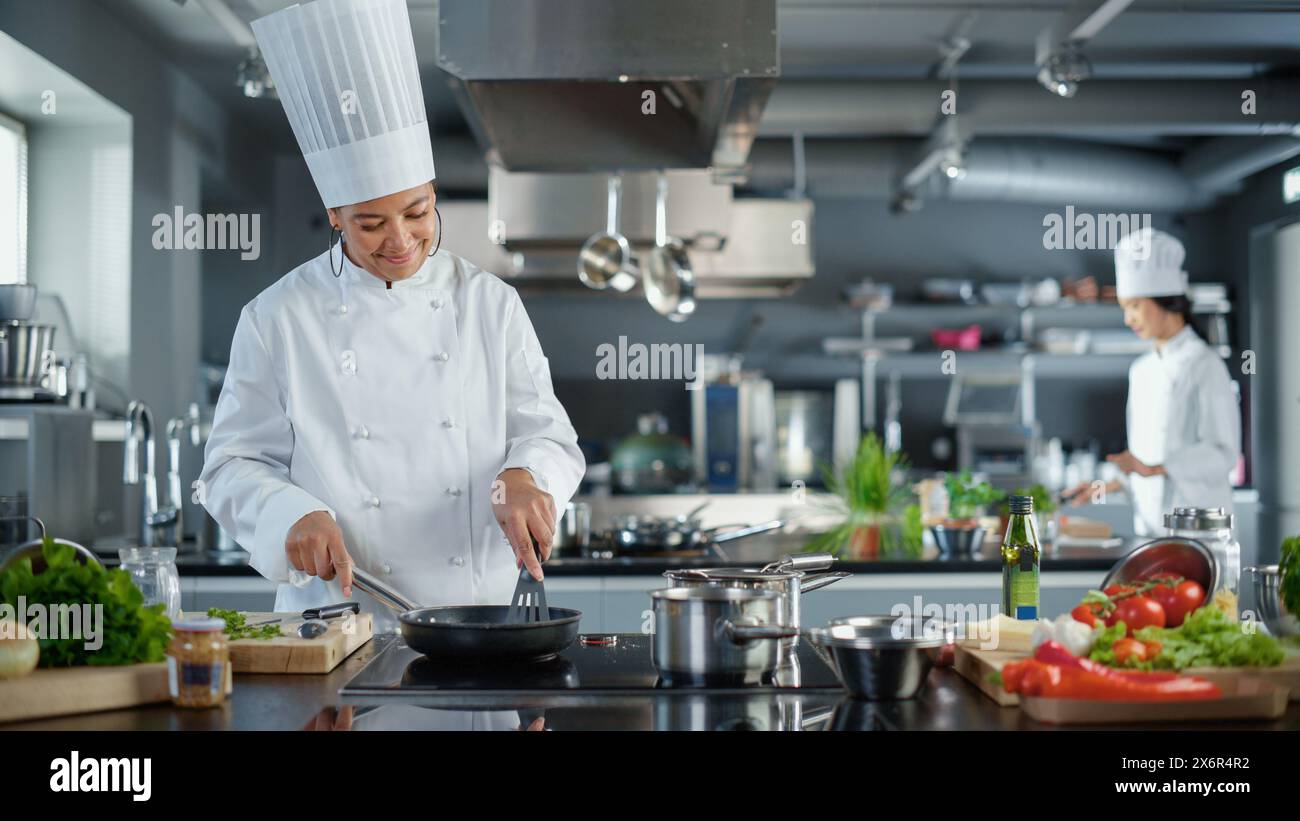 Restaurant Kitchen: Black Female Chef Cooking Delicious and Traditional ...