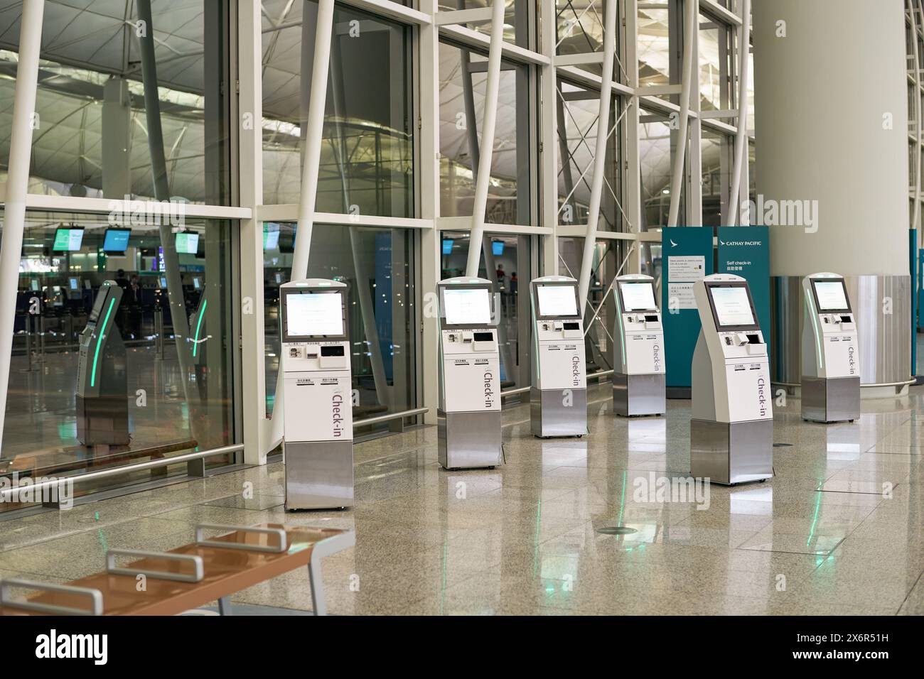HONG KONG, CHINA - DECEMBER 08, 2023: self check-in area in Hong Kong ...