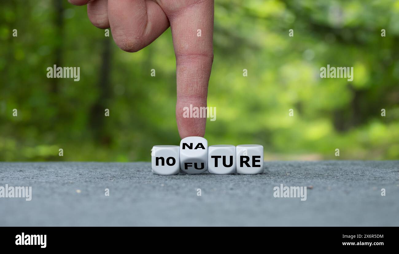 Dice form the expression no nature, no future Stock Photo - Alamy