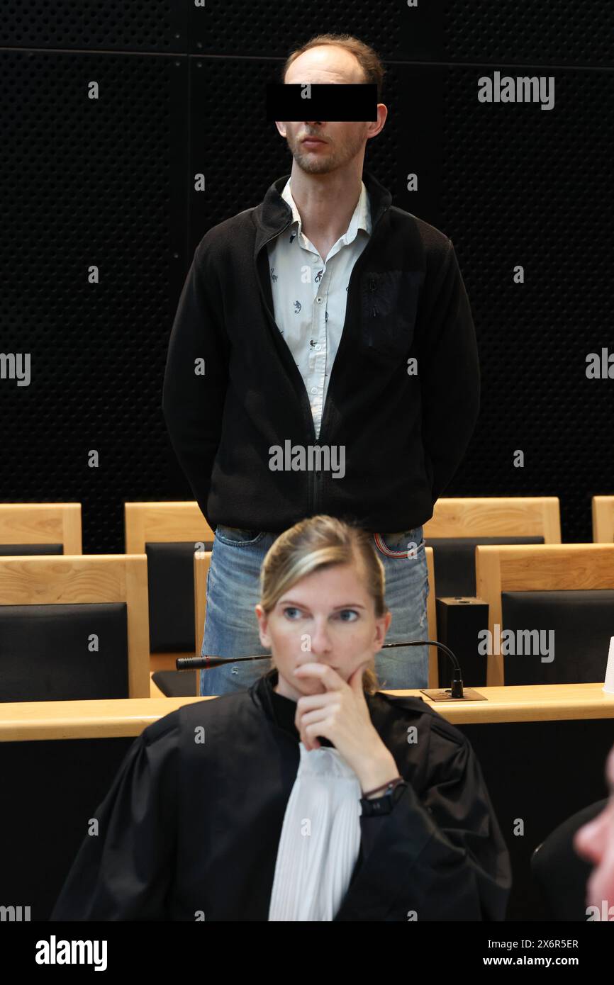 Mons, Belgium. 16th May, 2024. The accused Damien Monseu and lawyer ...