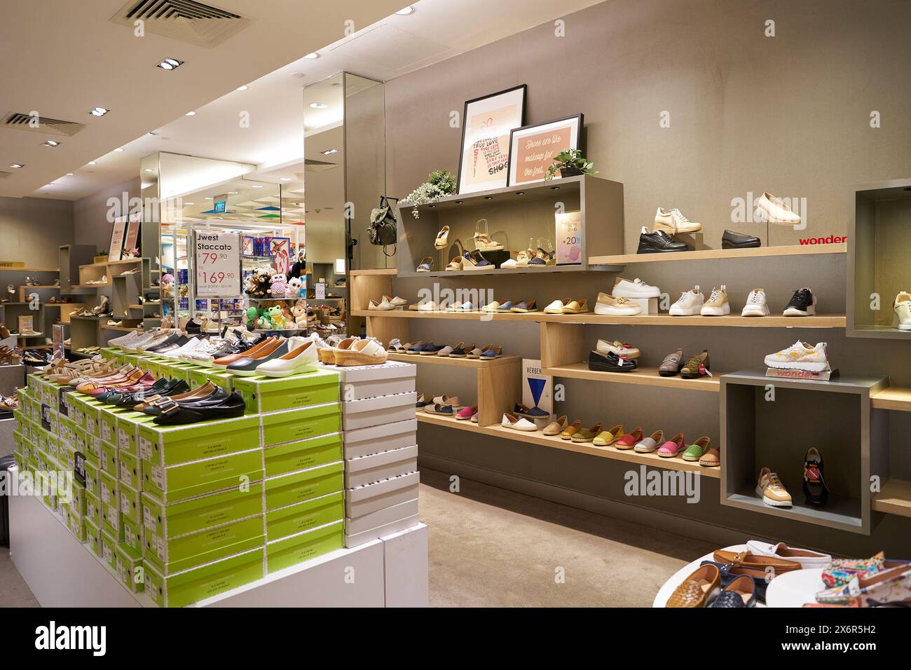 SINGAPORE - NOVEMBER 06, 2023: various footwear displayed at Tang Plaza ...