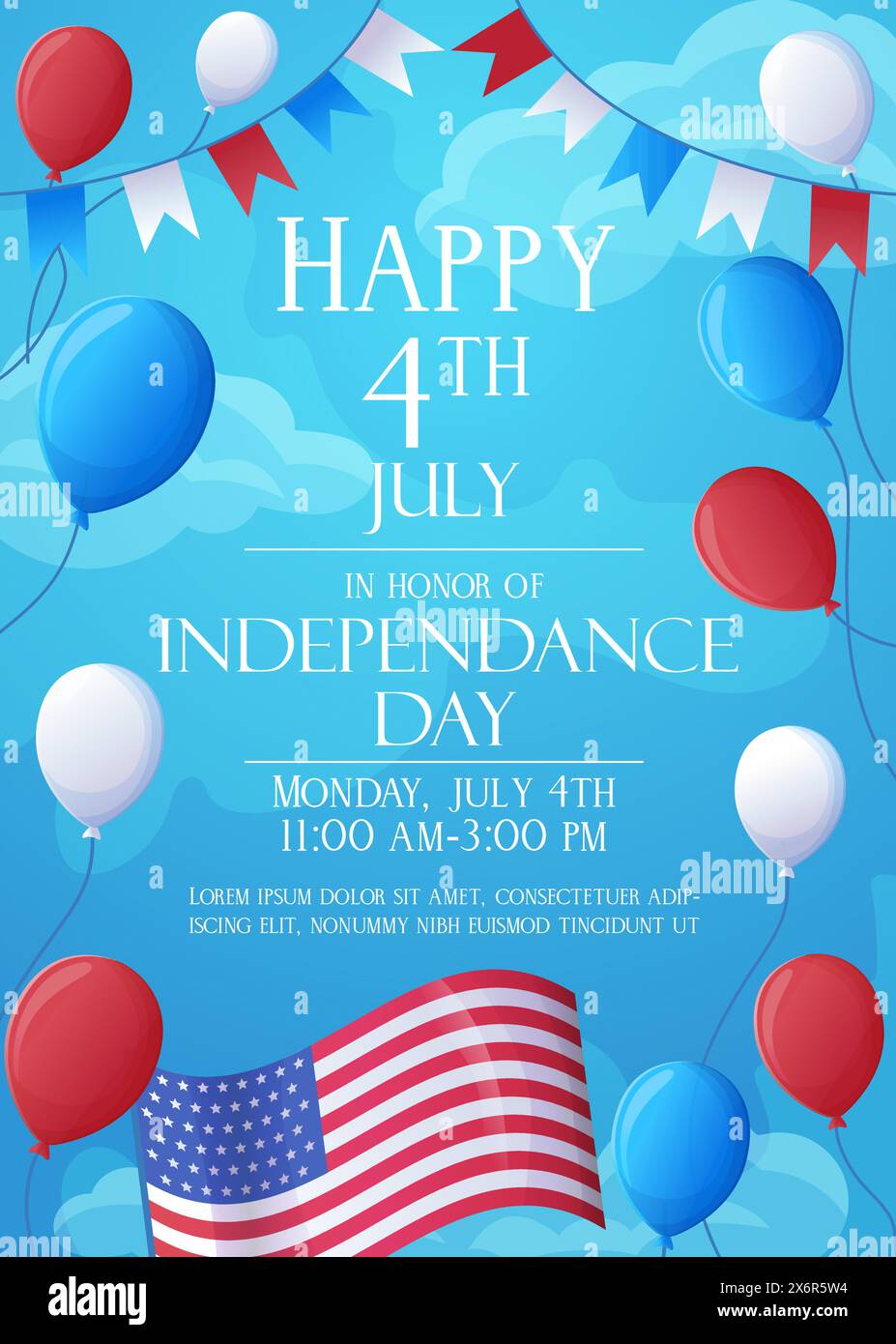 4th July Invitation card. Independence Day Celebration Poster template ...