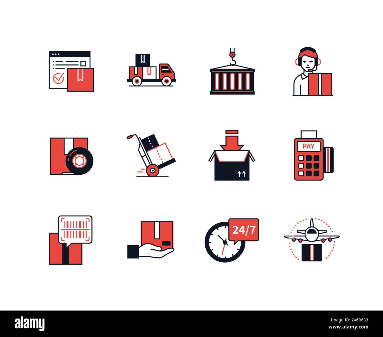 Logistics and delivery - line design style icons set Stock Vector Image ...