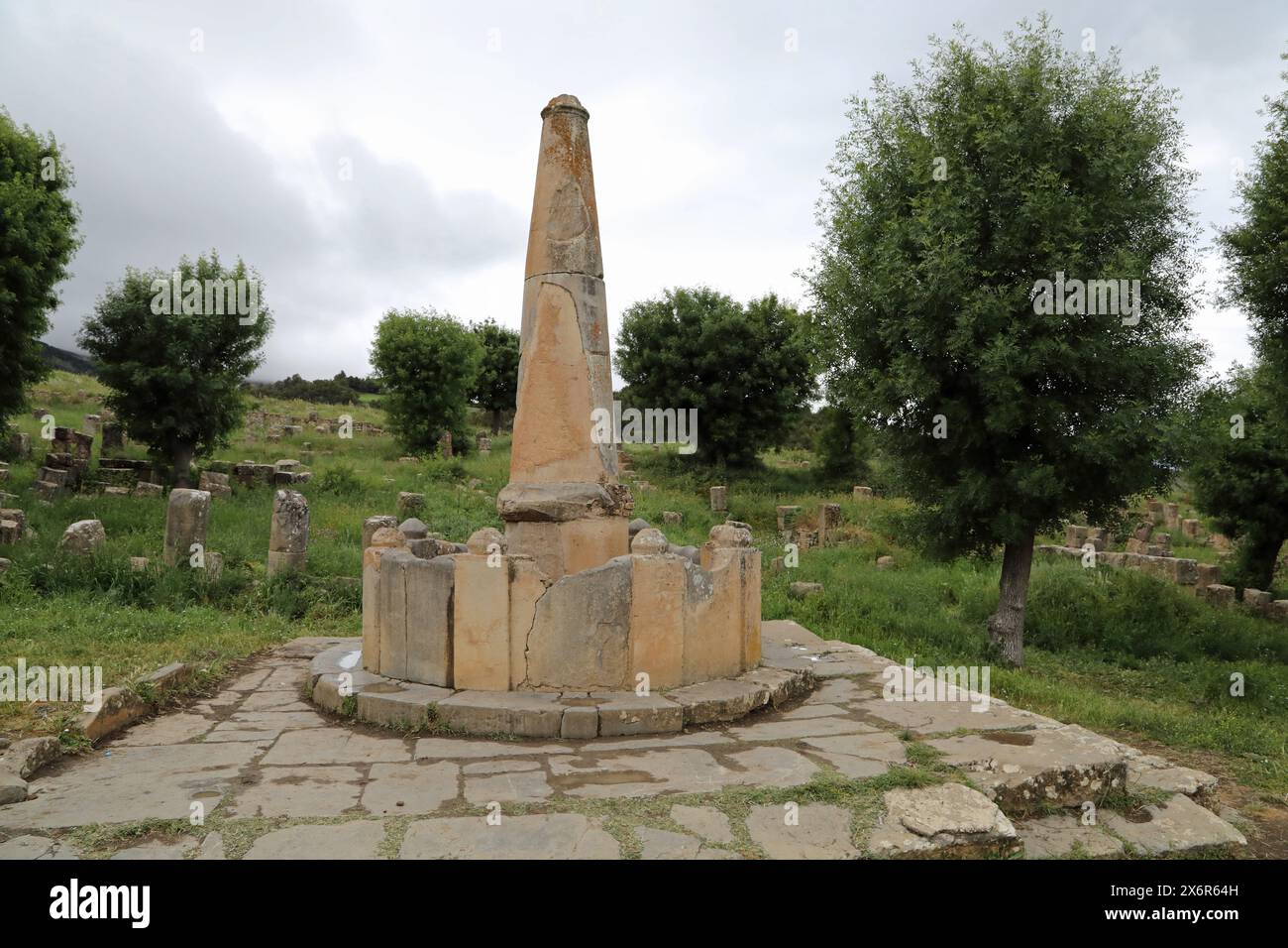 Conical water fountain at the ancient Roman garrison town of Cuicul in ...