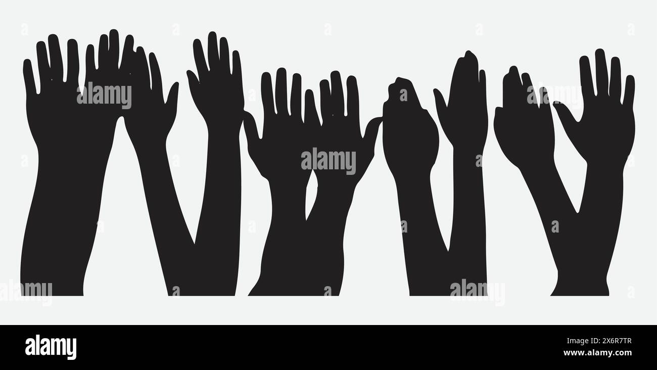 Empowering Expressions, Hands Raised Silhouettes Capturing Unity and ...
