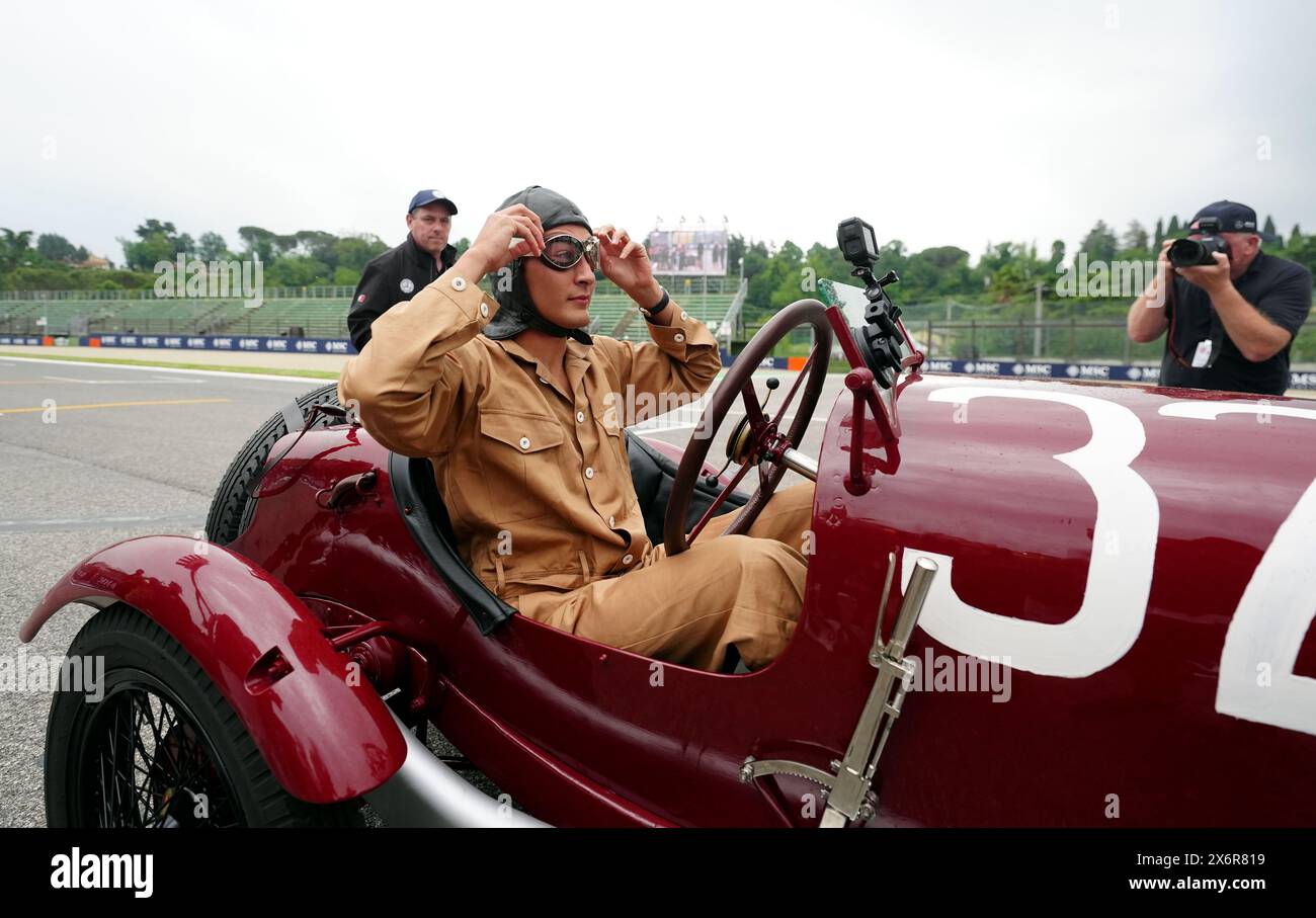 Mercedes driver George Russell driving a vintage Mercedes at the ...