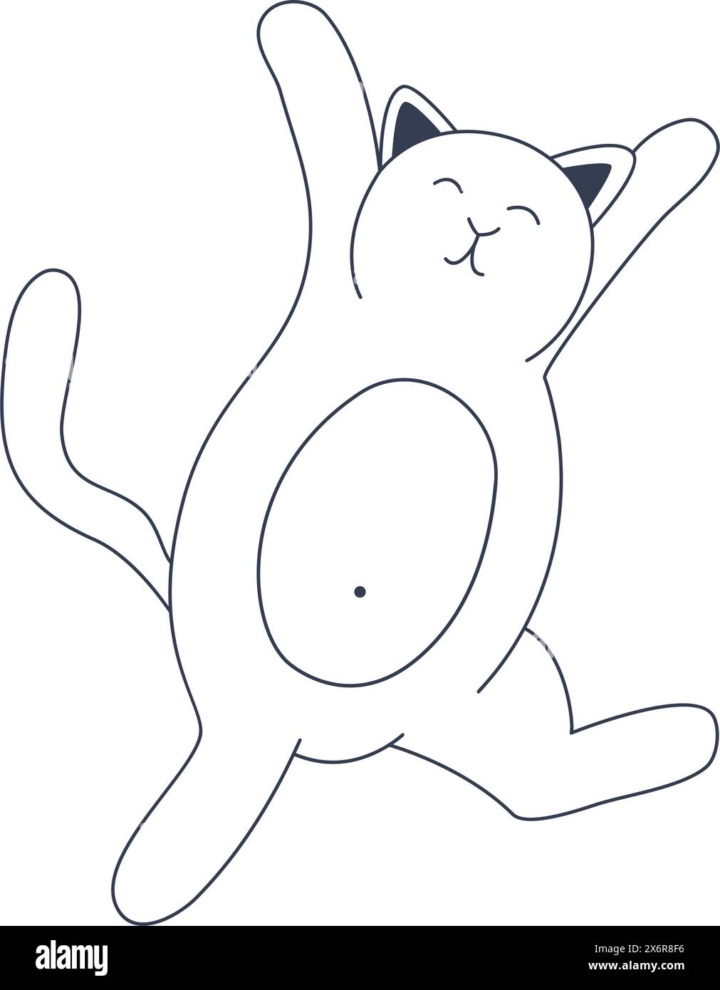Joyful cat jumping simple doodle illustration Stock Vector Image & Art ...