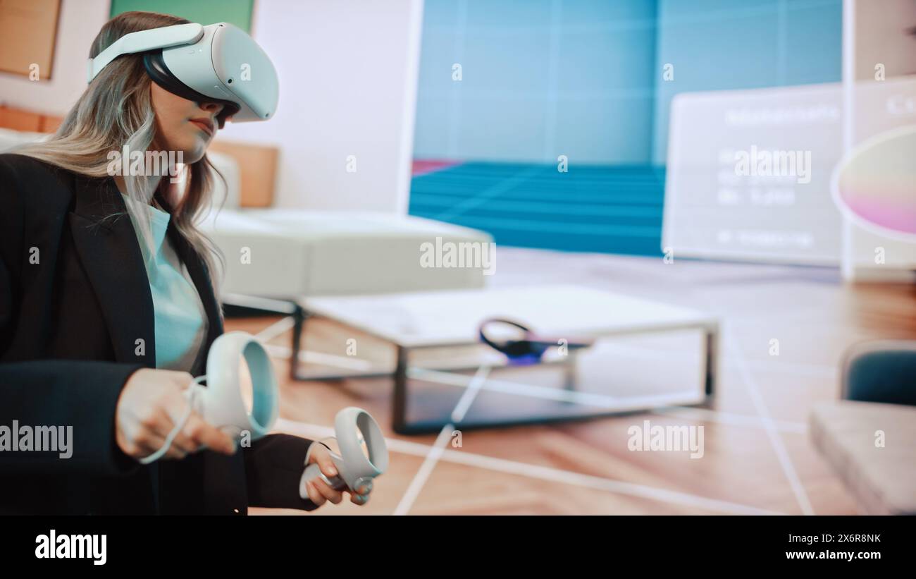 Interior Designer Making Presentation of a Modern VR Software for ...