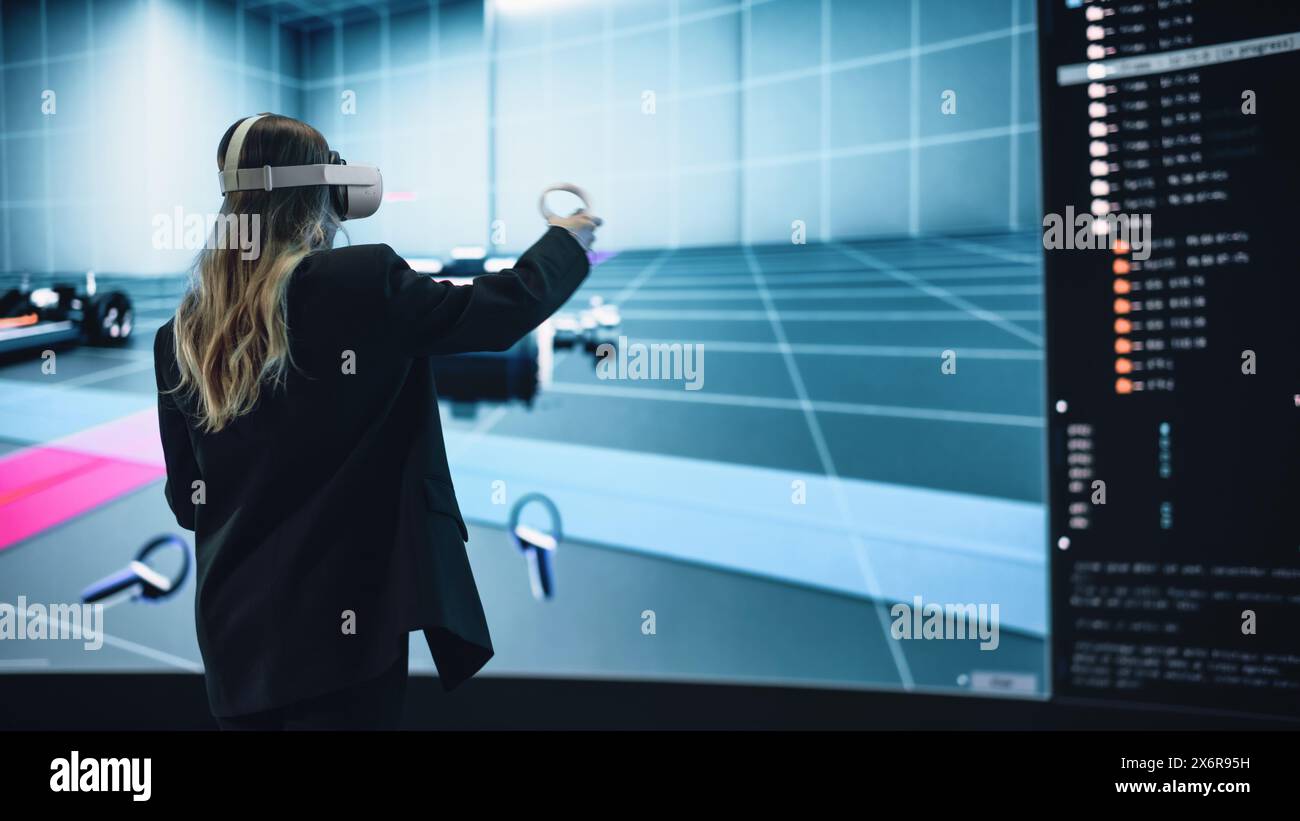 Automotive Engineer Using a VR Software to Showcase Electric Motor and ...