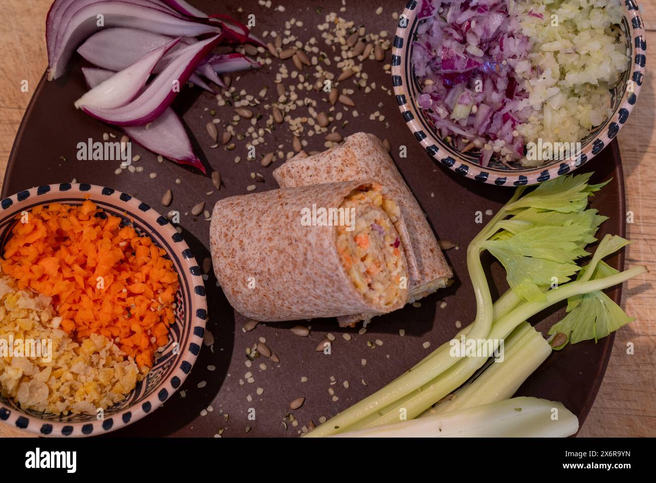 Vegan no-tuna wholewheat wrap Stock Photo - Alamy