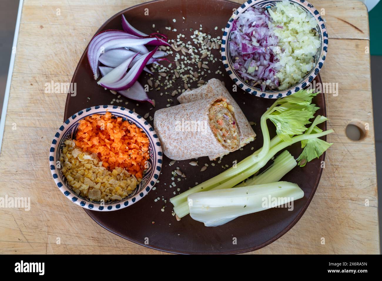 Vegan no-tuna wholewheat wrap Stock Photo - Alamy