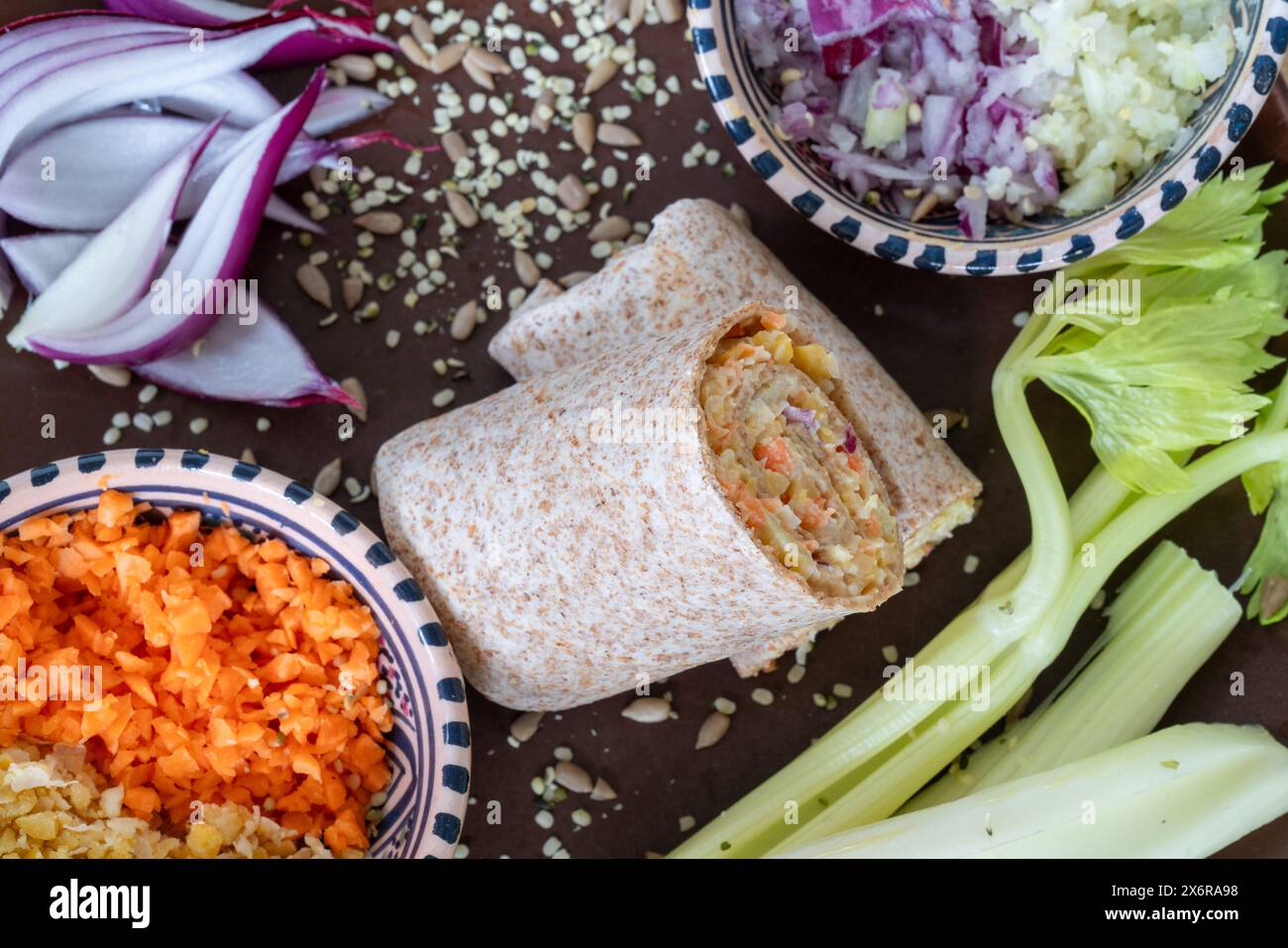 Vegan no-tuna wholewheat wrap Stock Photo - Alamy