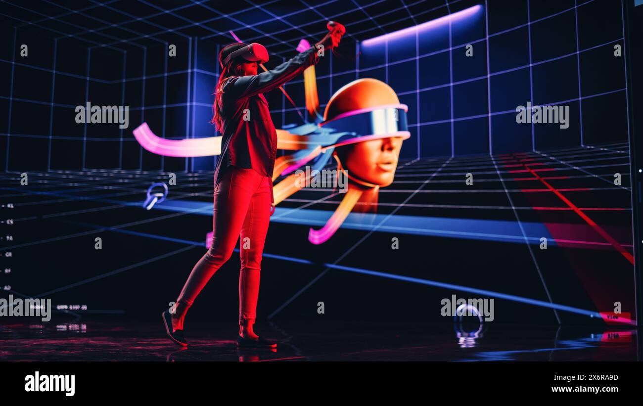 Digital Artist Making Presentation of a Modern VR Software for ...