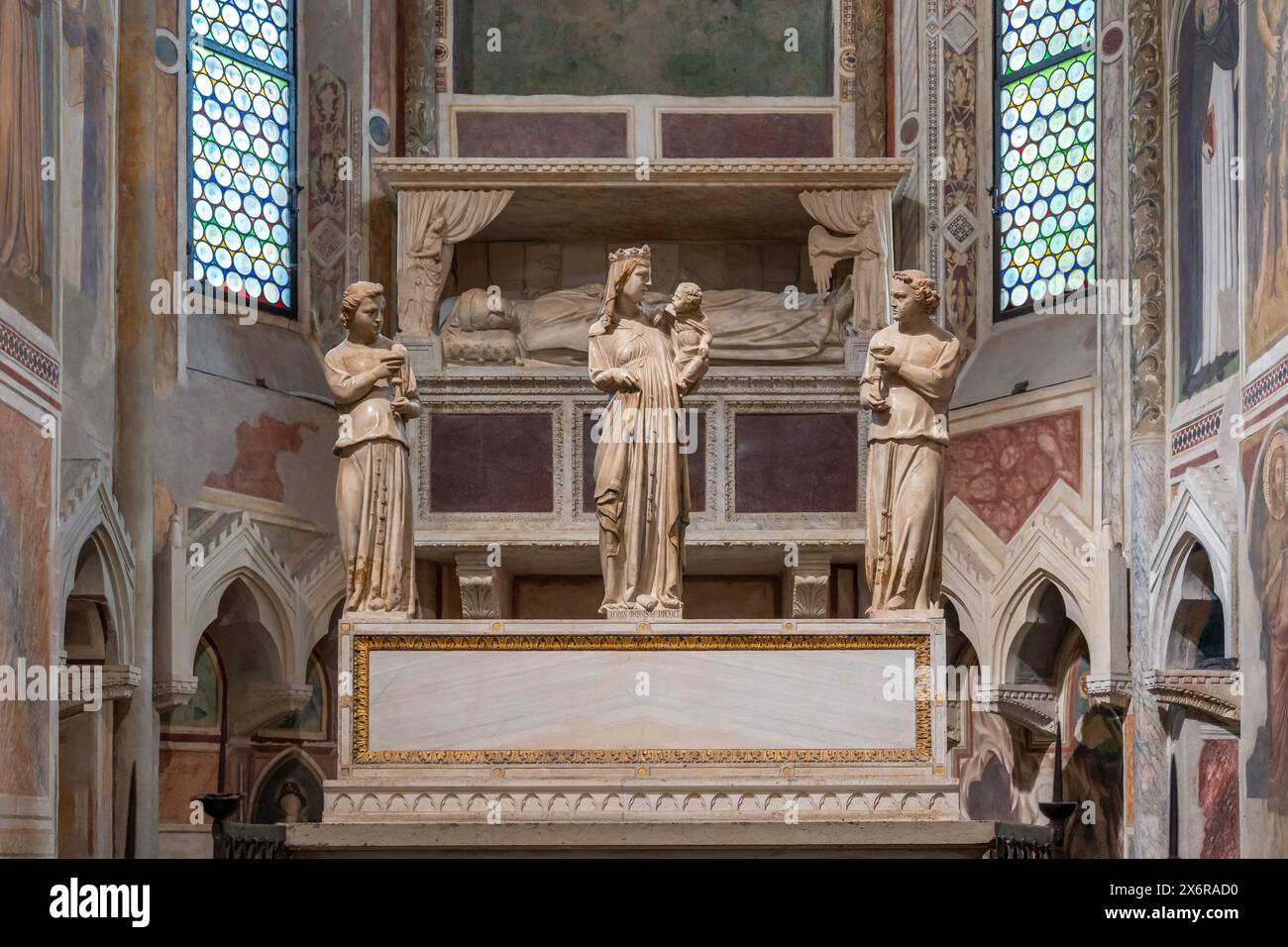 Tomb of catholic saint carved in marble inside italian church Stock ...