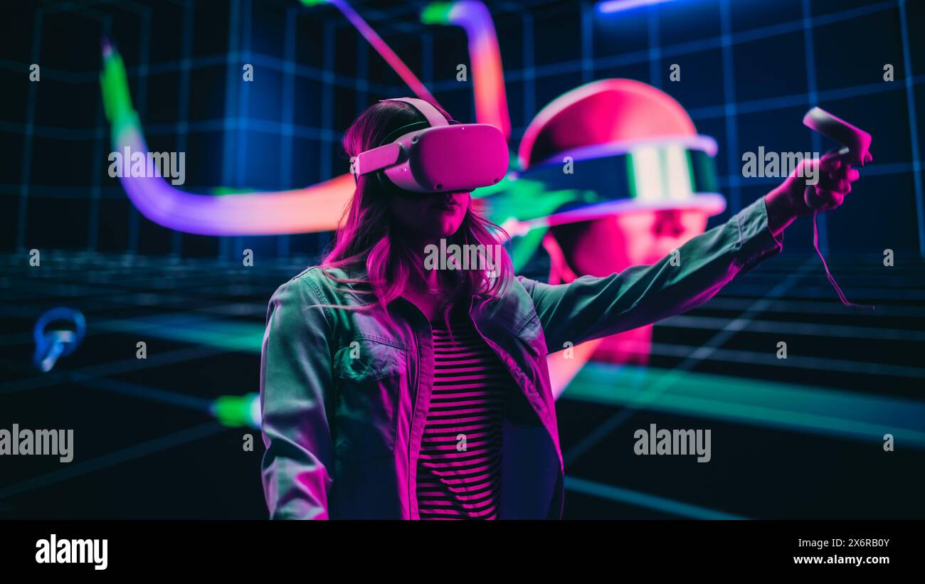 Digital Artist Making Presentation of a Modern VR Software for ...