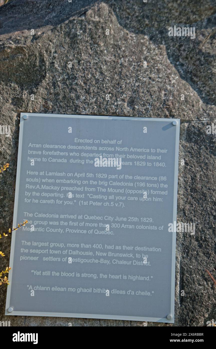 Dedication on the The Clearances Monument, Lamlash, Isle of Arran ...