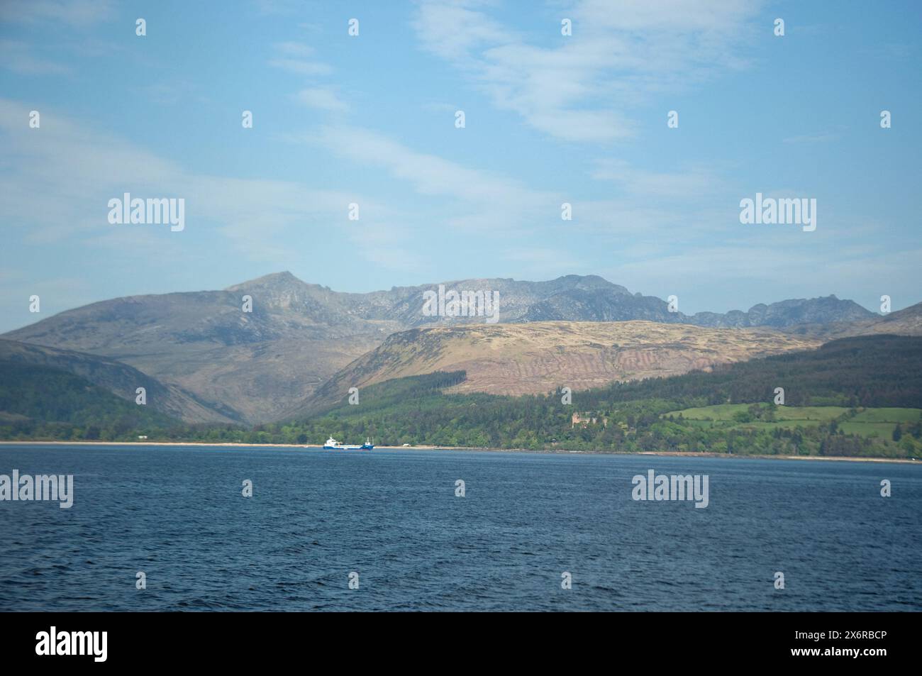 View across the Firth of Clyde to the Scottish mainland from the Ferry ...
