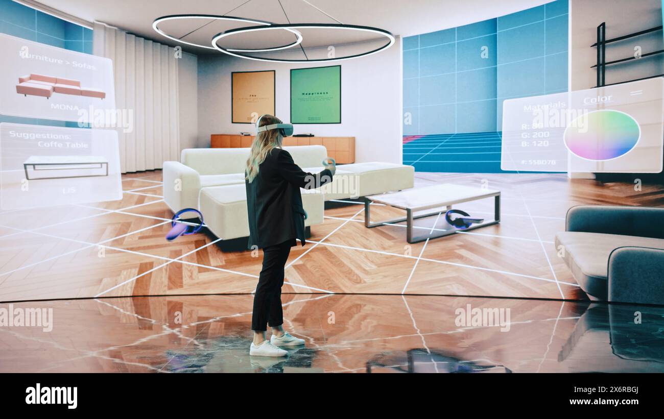 Interior Designer Making Presentation of a Modern VR Software for ...