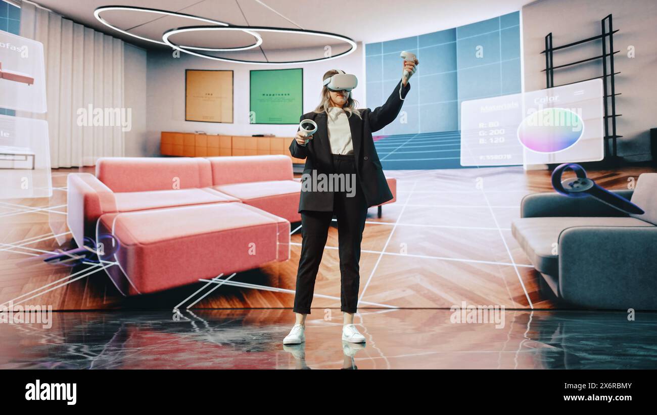 Interior Designer Making Presentation of a Modern VR Software for ...