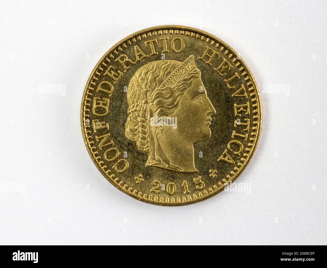 Close-up of a swiss 5 cents coin, white background, back side Stock ...