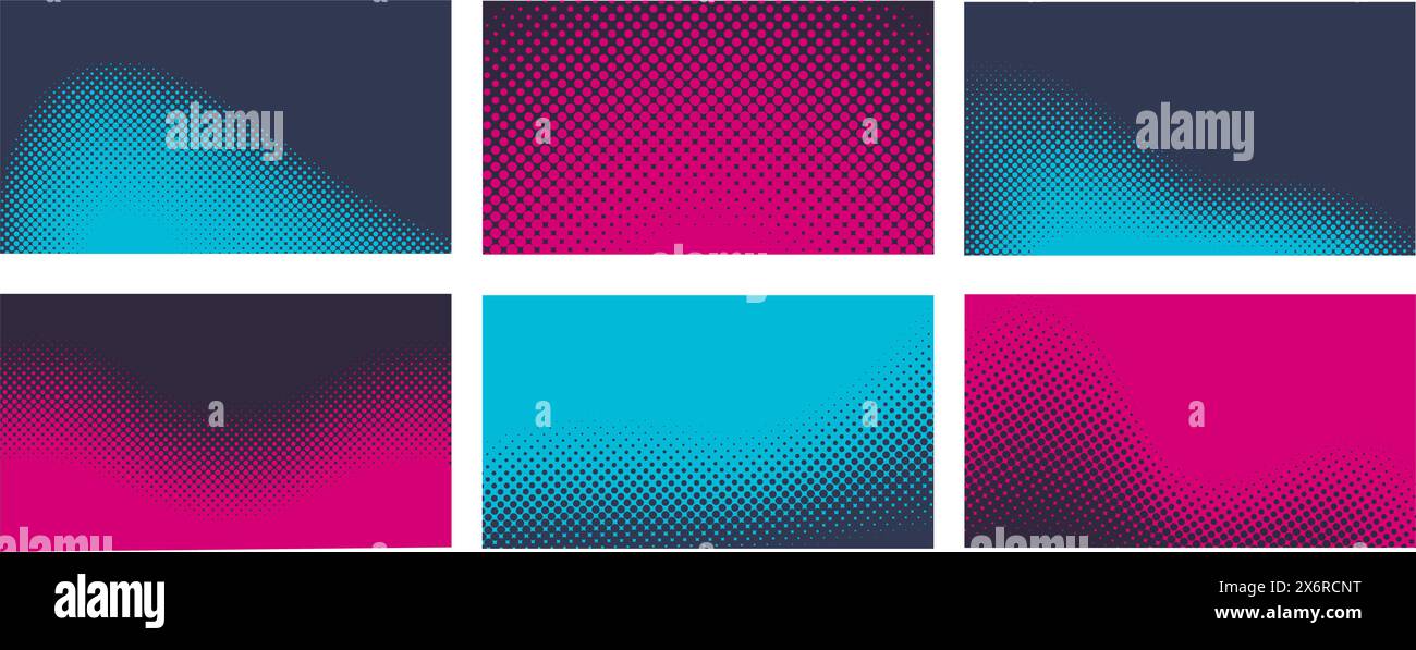 Halftone pattern wave background. Wavy duotone gradients, dynamic 16x9 ...