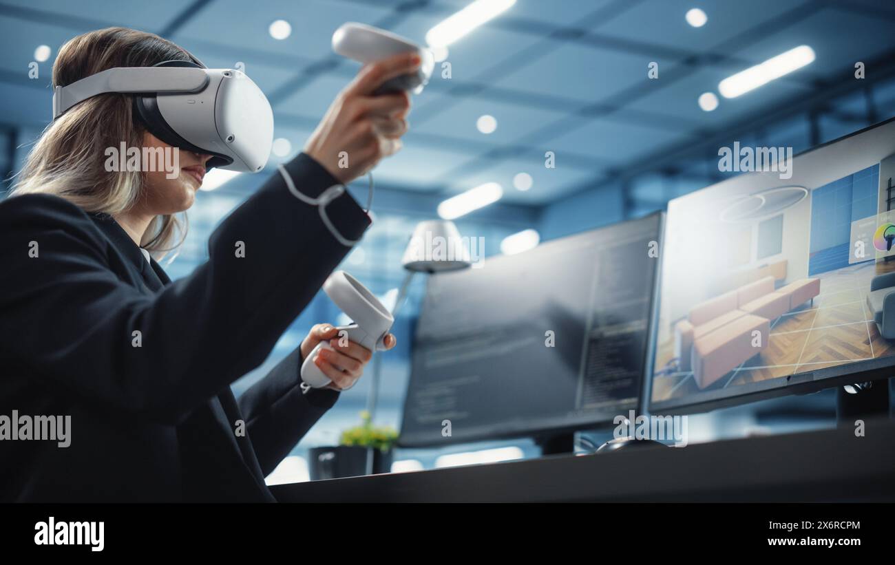 Industrial Software Developer Writing Code and Testing 3D Interior ...