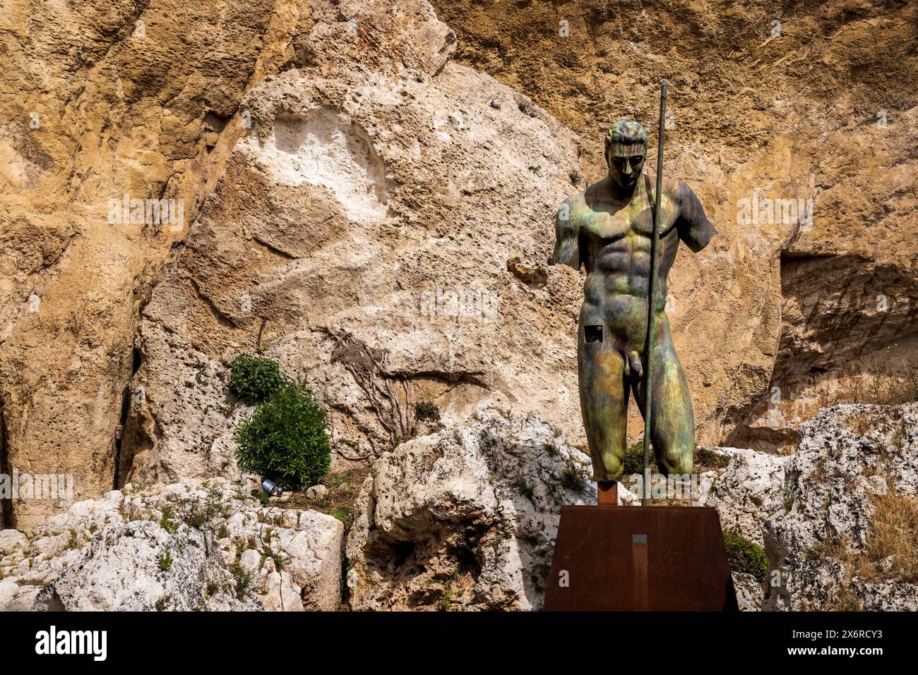 A bronze statue of Daedalus in the Archaeological Park of Neapolis ...