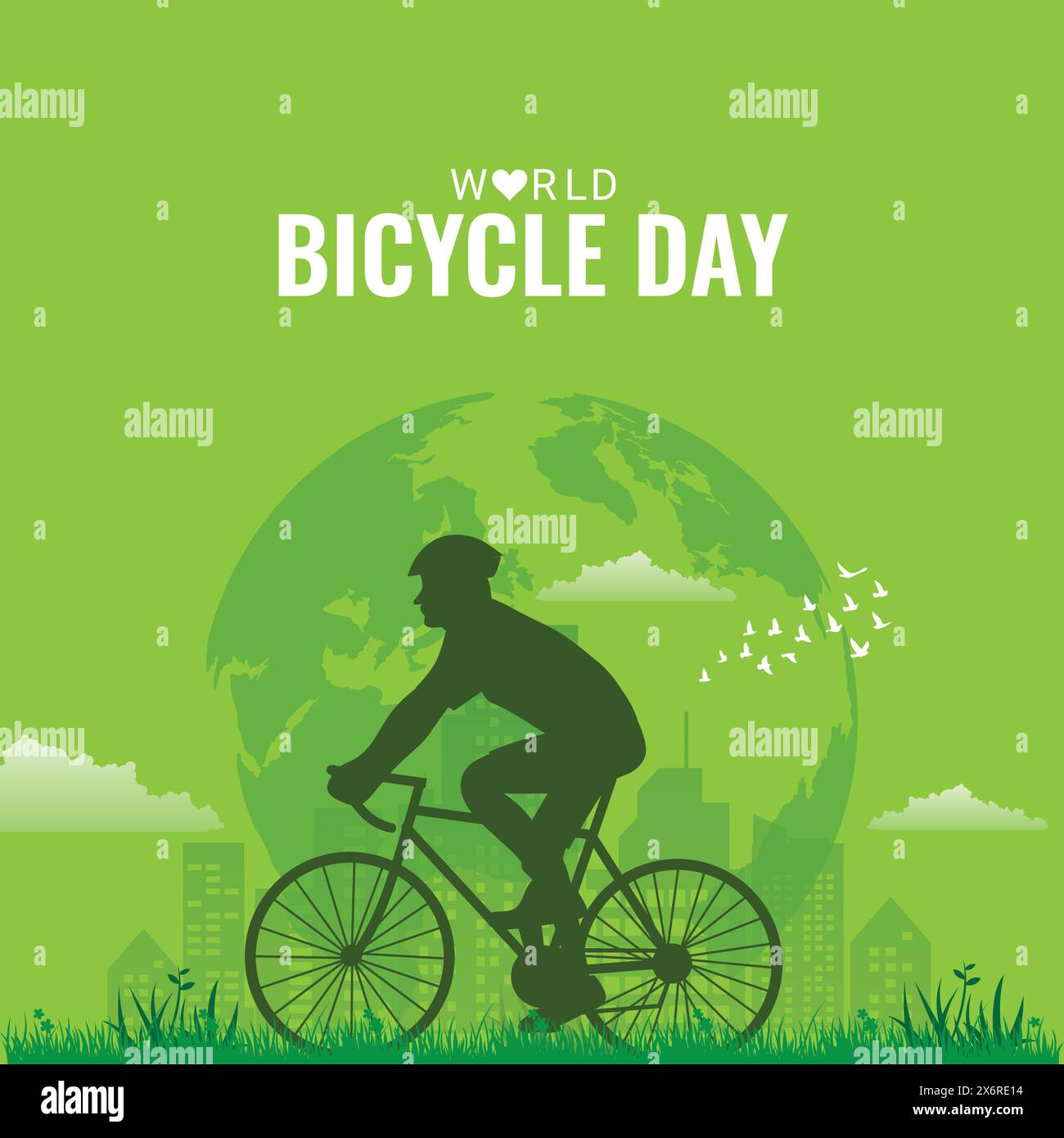 World Bicycle Day creative unique green natural environmental eco ...