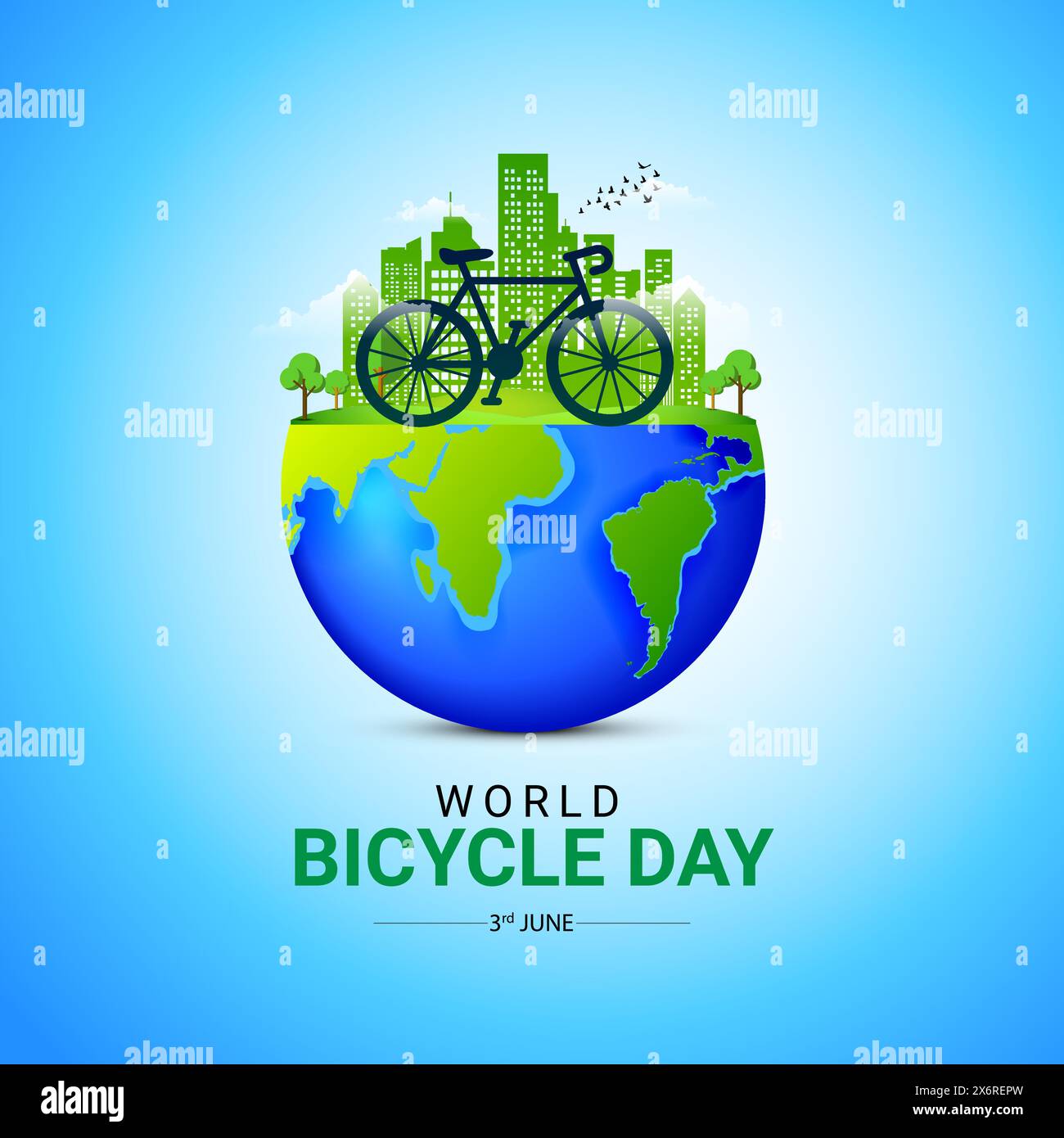 World Bicycle Day creative unique green natural environmental eco ...
