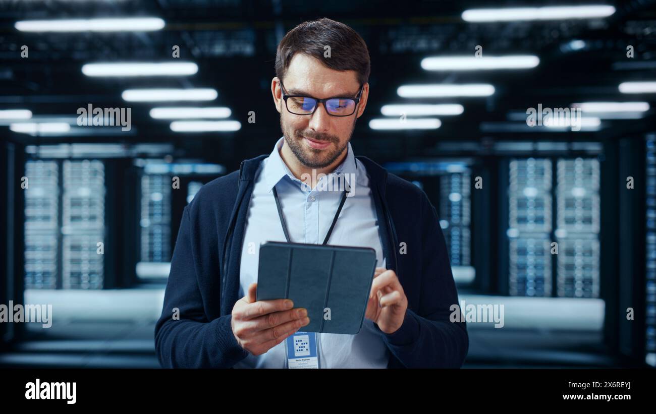 Portrait of a Bearded Handsome Caucasian IT Specialist in Glasses ...