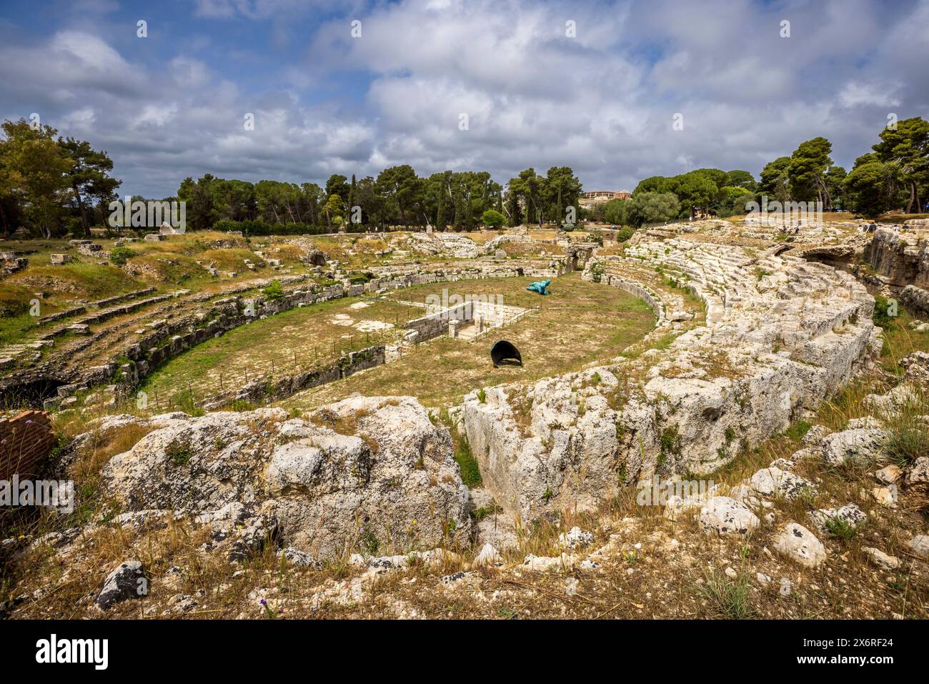 The Roman Amphitheatre at the Archaeological Park of Neapolis, Siracusa ...