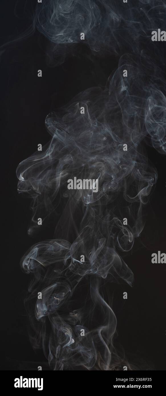 Real gray smoke lines isolated on black studio background Stock Photo ...
