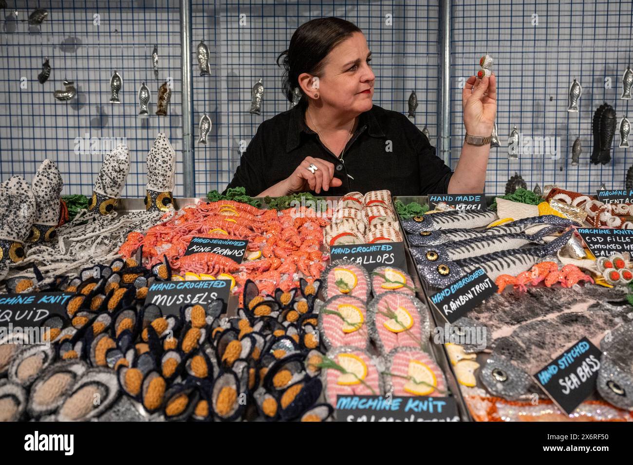 London, UK. 16 May 2024. Kate Jenkins, a textile artist from Brighton ...