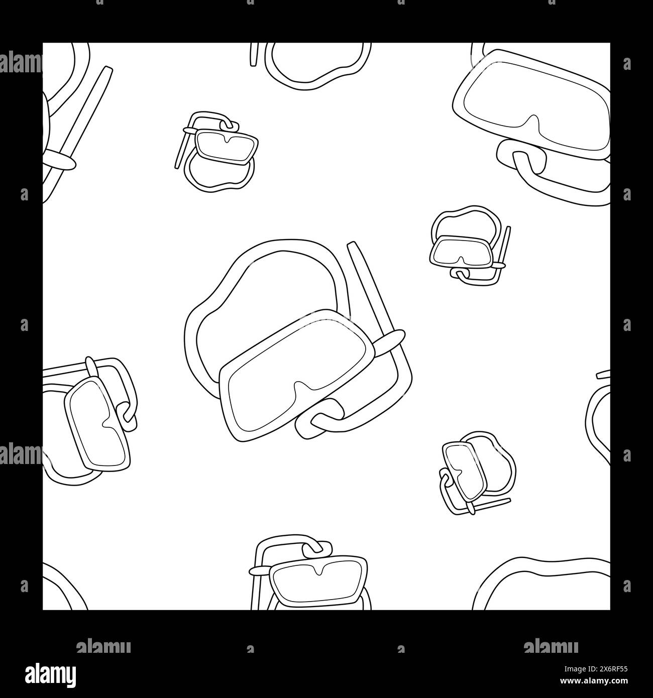 Monochrome Sport Snorkeling mask Seamless pattern. Diving Equipment ...
