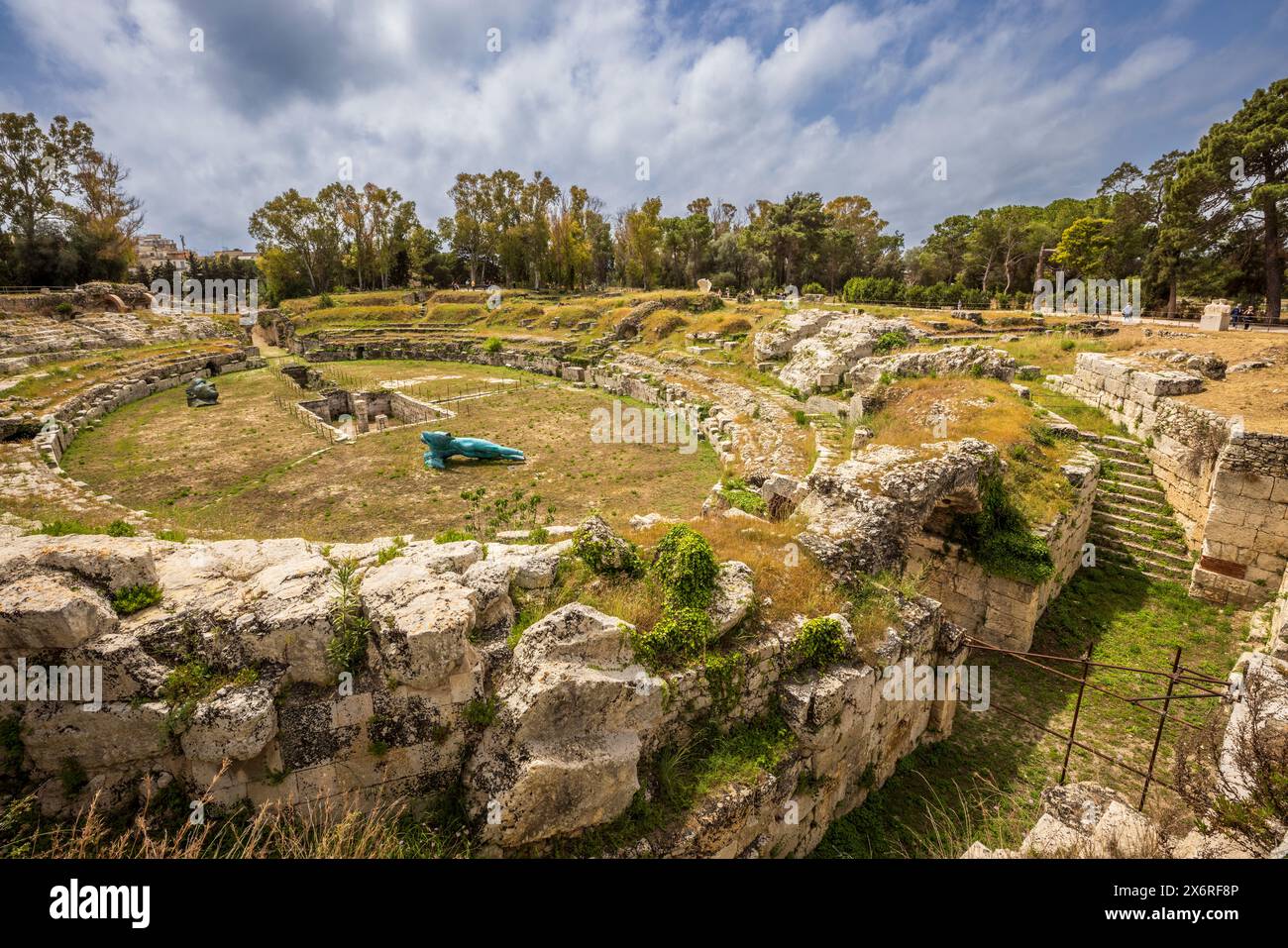 The Roman Amphitheatre at the Archaeological Park of Neapolis, Siracusa ...