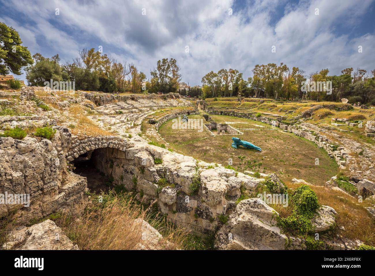 The Roman Amphitheatre at the Archaeological Park of Neapolis, Siracusa ...