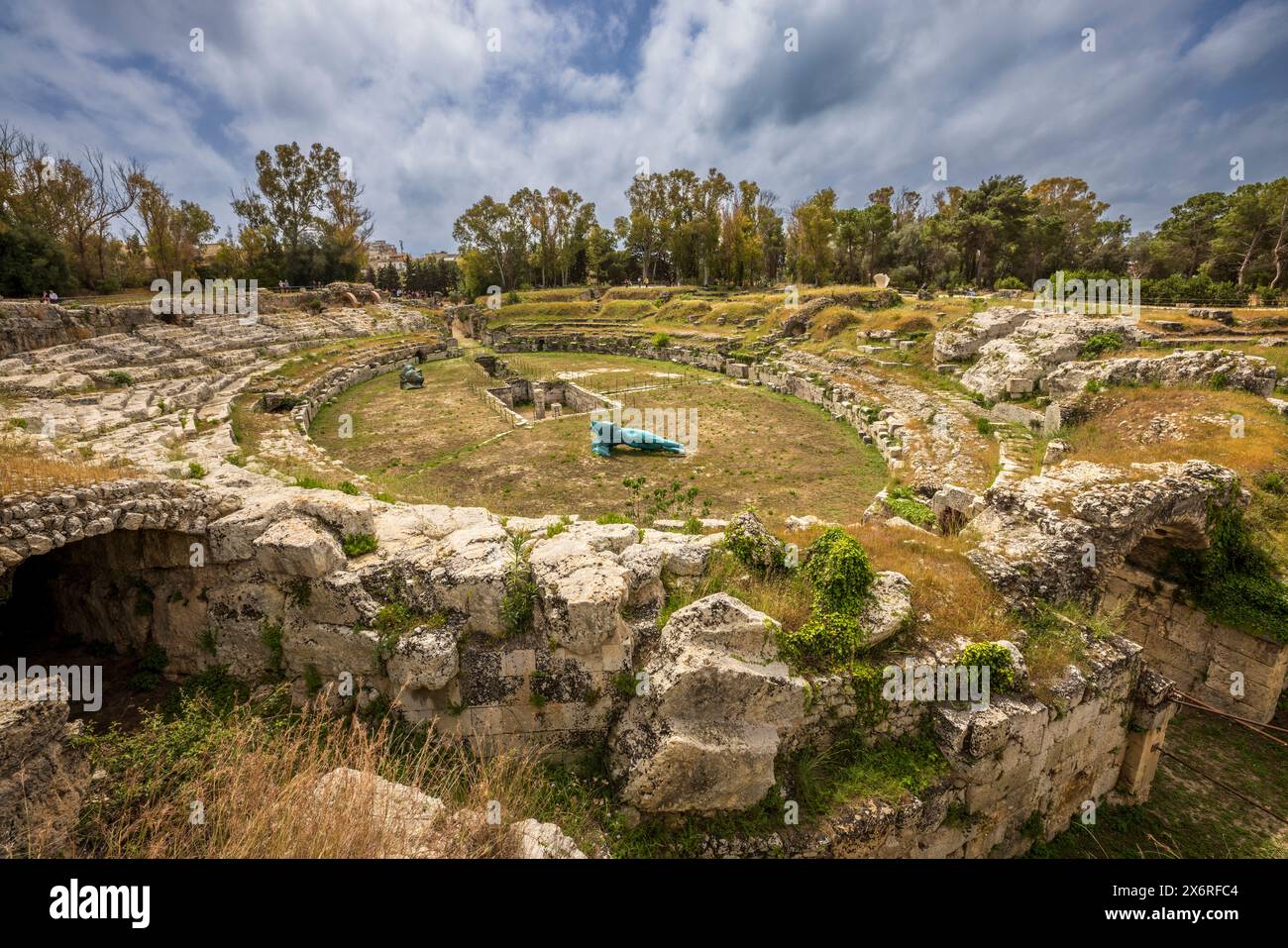 The Roman Amphitheatre at the Archaeological Park of Neapolis, Siracusa ...