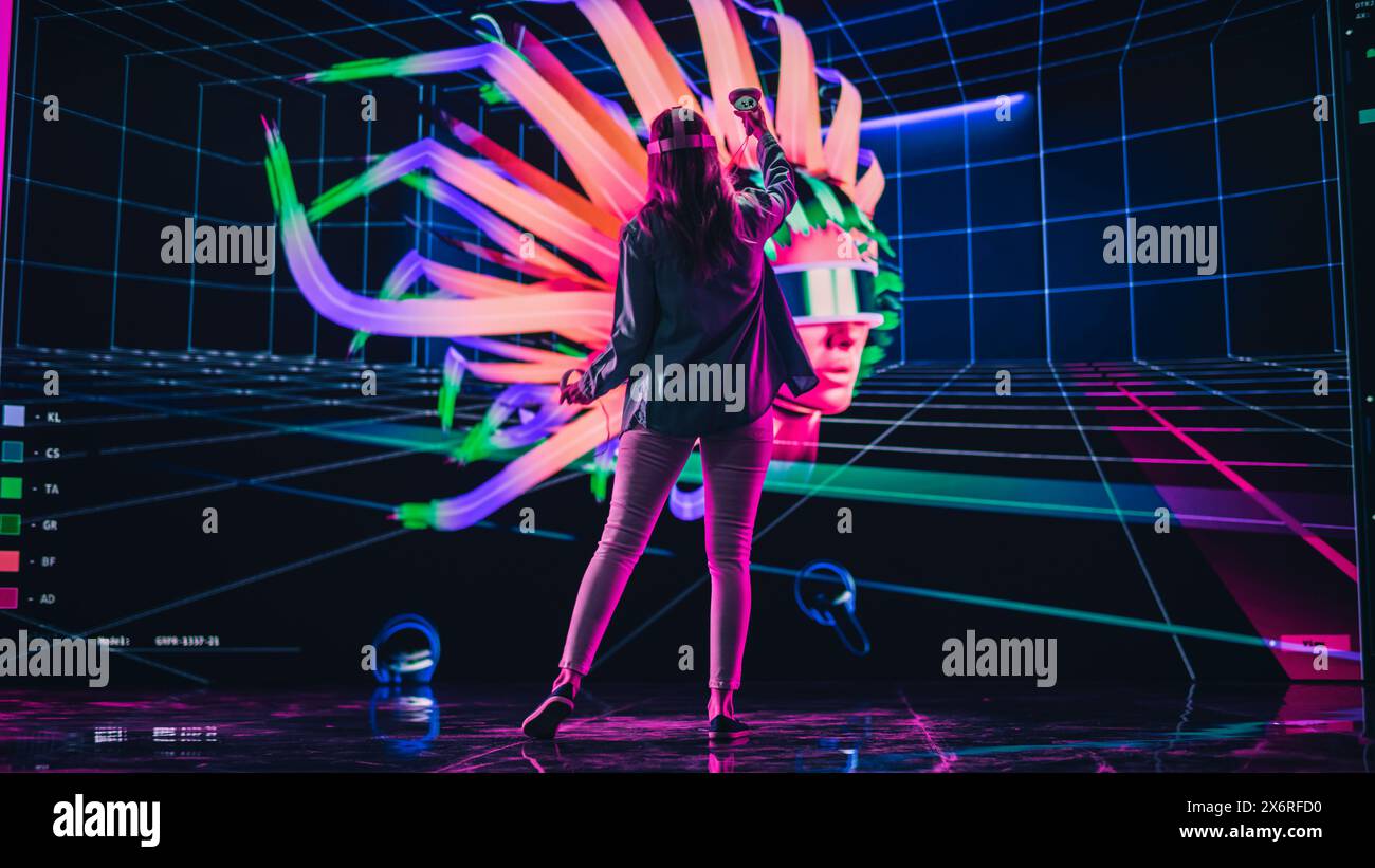 Digital Artist Using VR Software to Create a 3D Piece of Art: Designing ...